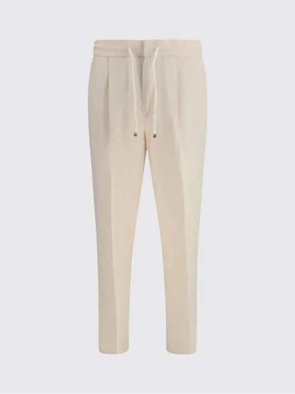 Brunello Cucinelli Linen And Cotton Trousers - White