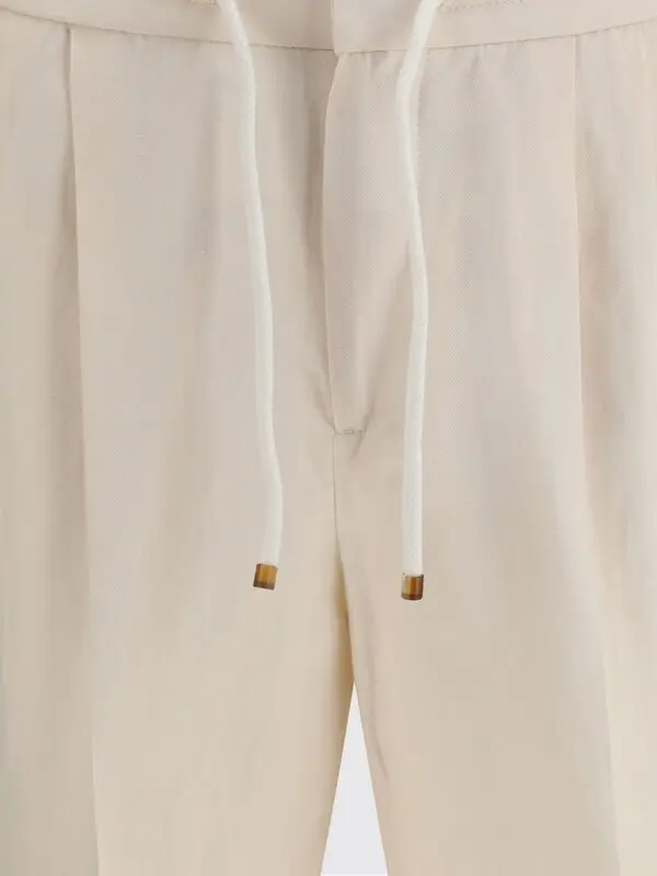 Brunello Cucinelli Linen And Cotton Trousers - White