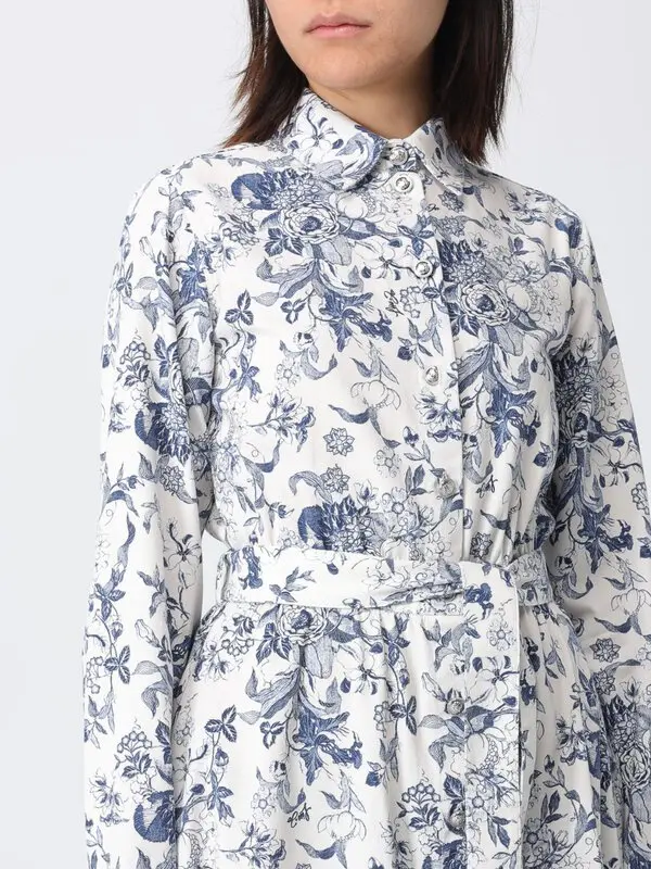 Liu Jo Floral Print Cotton Midi Shirtdress