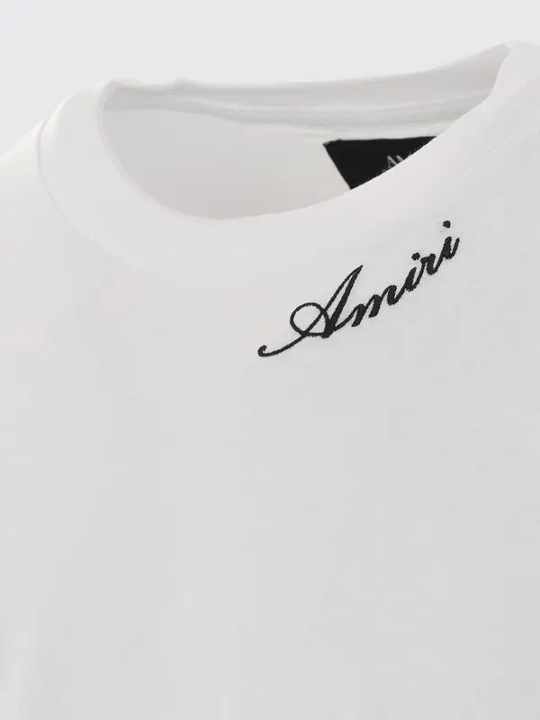 Amiri Drop Shoulder Crewneck T-shirt In Cotton And Modal Blend - White