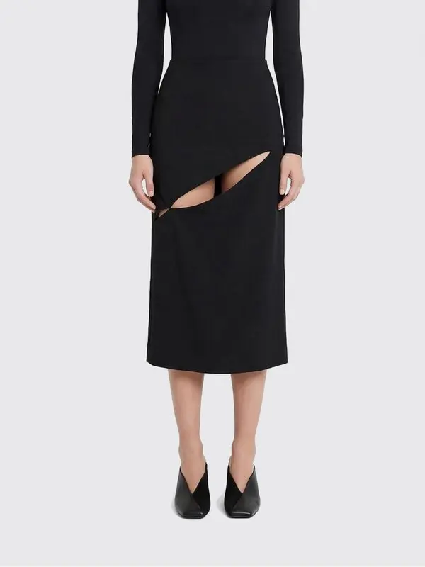 JIL SANDER Cut-out Wool Blend Pencil Midi Skirt