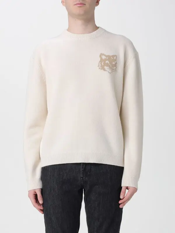 Maison Kitsuné Jumper With Emblem Detail - Beige