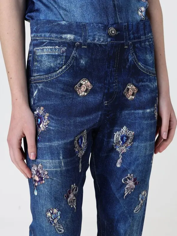 Liu Jo Straight Trousers With Jeans Effect Print