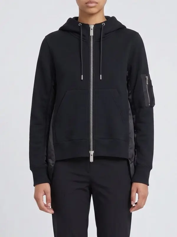 Sacai Cotton Blend Hoodie - Black