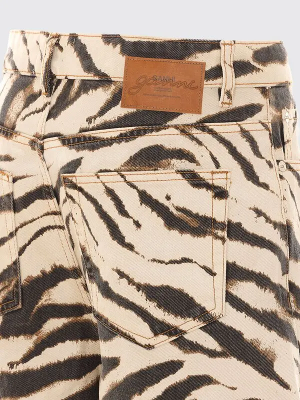 GANNI High-waisted Wide Leg Zebra Print Jeans