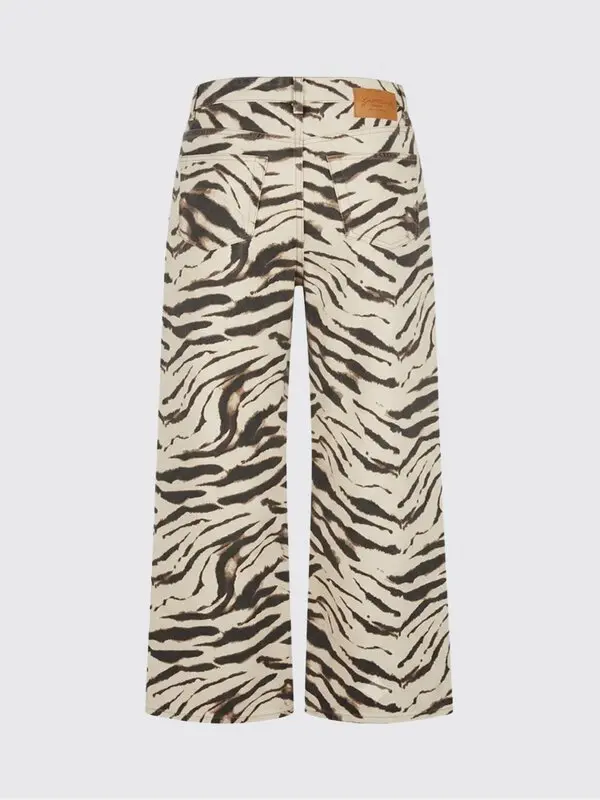 GANNI High-waisted Wide-leg Zebra Print Jeans - White