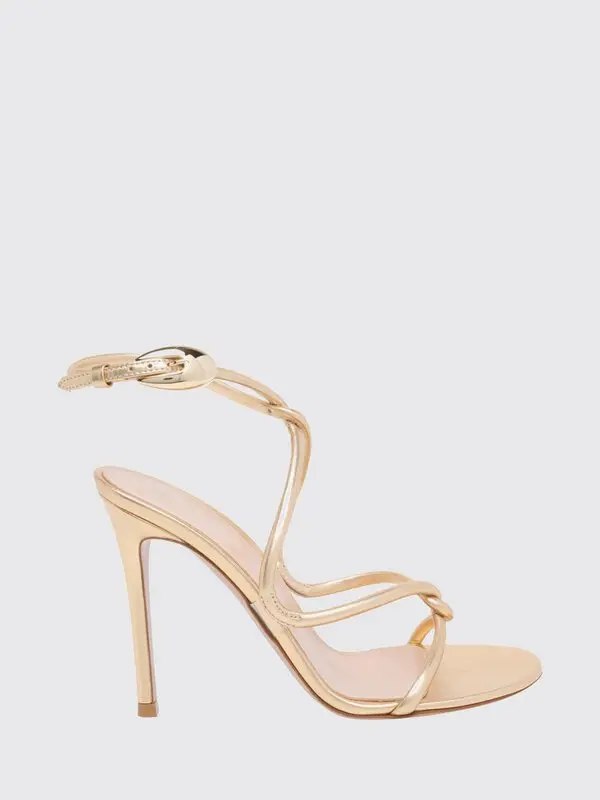 GIANVITO ROSSI Jungle Mamba Laminated Nappa Sandals With Stiletto Heel - Gold