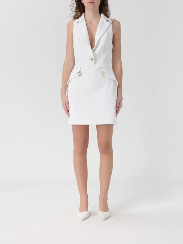 Elisabetta Franchi Double Crepe Mini Dress - Ivory