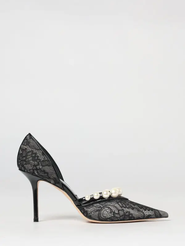 JIMMY CHOO Aurelie Lace Pumps With Faux Pearls - Black