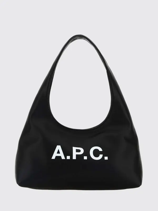 A.p.c. Ninon Flared Shoulder Bag With Printed Logo - Black