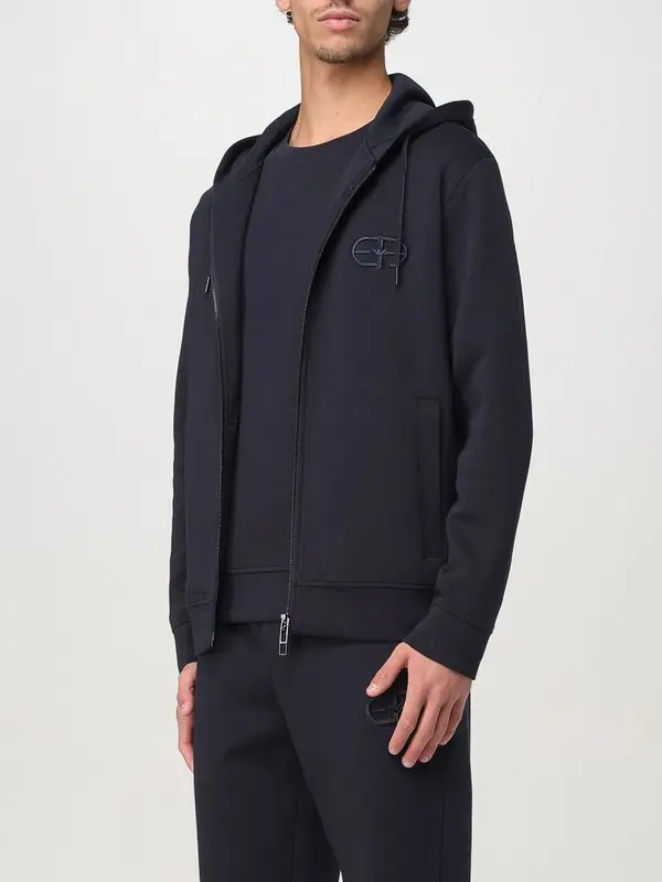 Emporio Armani Zip-up Hoodie With Embroidered Logo