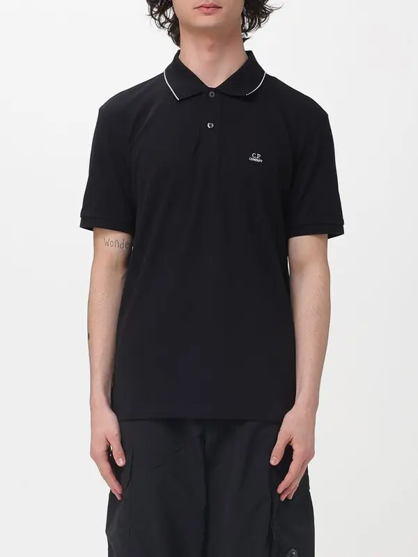 C.P. COMPANY Cotton Polo Shirt With Mini Logo - Black