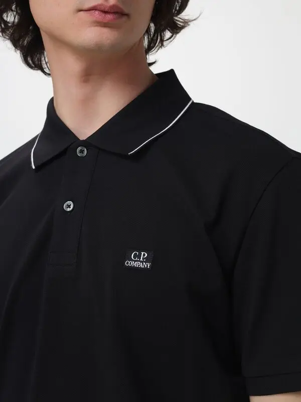 C.P. COMPANY Cotton Polo Shirt With Mini Logo - Black