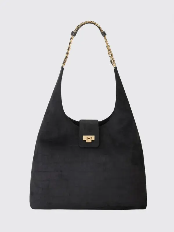 Elisabetta Franchi Suede Hobo Shoulder Bag - Black