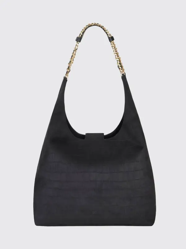 Elisabetta Franchi Suede Hobo Shoulder Bag - Black