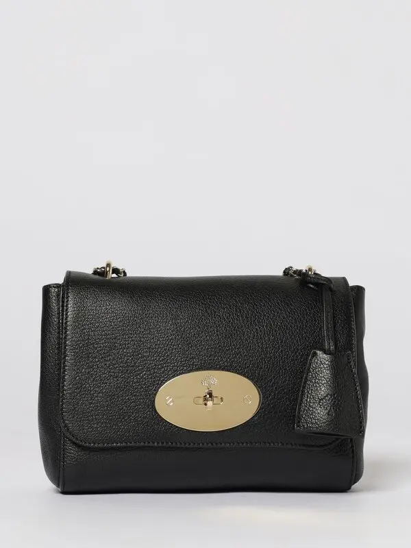 Mulberry Lily Small Crossbody Bag In Grained Leather With Chain Strap - Black