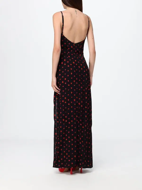 MAR DE MARGARITAS Printed Viscose Long Dress - Black