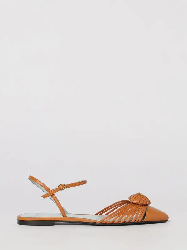 Valentino Garavani Coeur Royal Leather Ballerinas - Orange