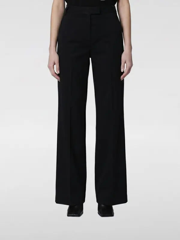 THELATEST Wide Leg Stretch Cotton Trousers - Black
