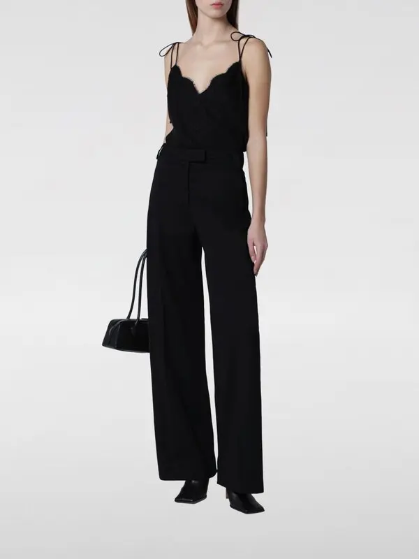 THELATEST Wide Leg Stretch Cotton Trousers - Black