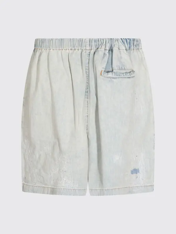 Acne Studios Knee-length Distressed Denim Shorts With Elastic Waist