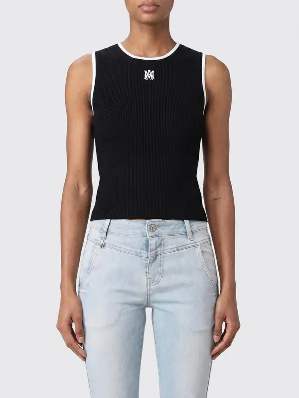Amiri Sleeveless Ribbed-knit Monogram Top