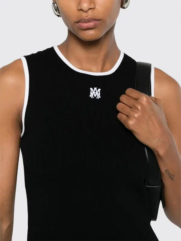 Amiri Sleeveless Ribbed-knit Monogram Top