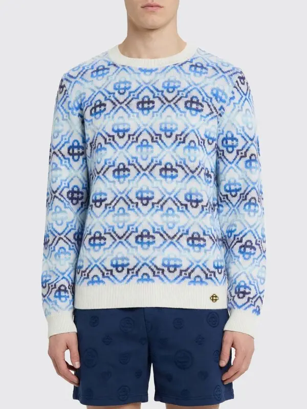 Casablanca Merino Wool Crewneck Pullover With Monogram Motif