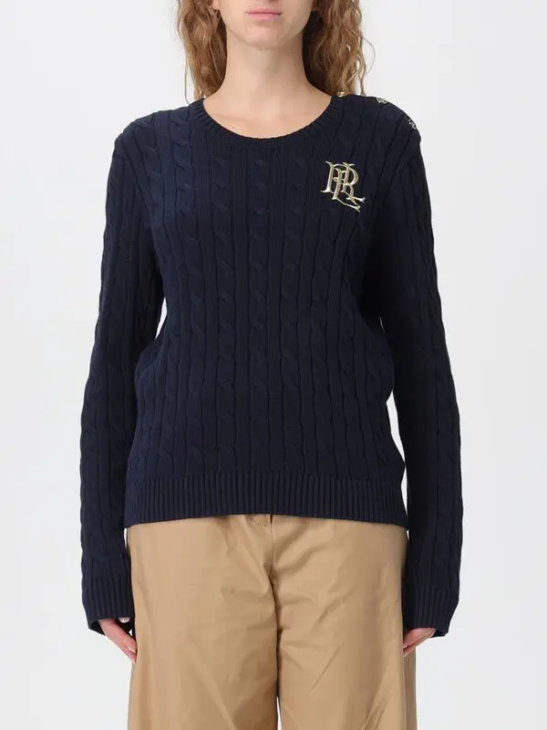Polo Ralph Lauren Cable Knit Jumper With Embroidered Monogram - Blue 1