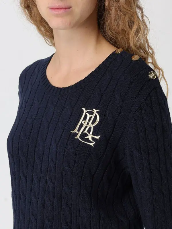 Polo Ralph Lauren Cable Knit Jumper With Embroidered Monogram - Blue 1