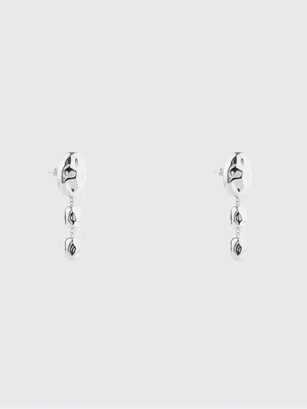 Federica Tosi Stone Oval Dangle Earrings In Chrome-plated Bronze - Grey