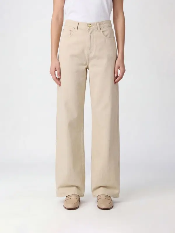 BLAZÉ MILANO Cotton Denim Palazzo Jeans - Beige