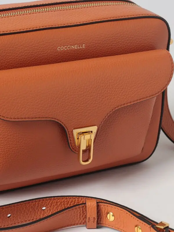 COCCINELLE Beat Hammered Leather Crossbody Bag - Brick Red