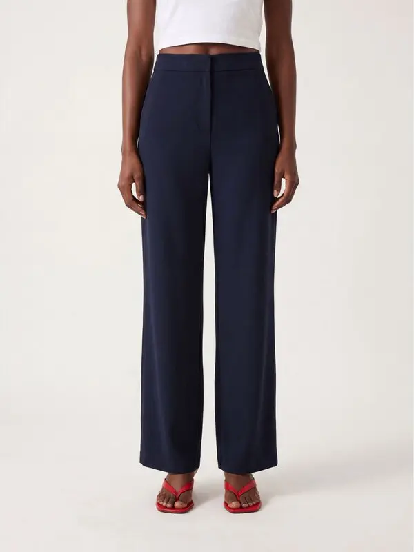PAROSH P.a.r.o.s.h. Mid-rise Straight-leg Cady Trousers - Blue