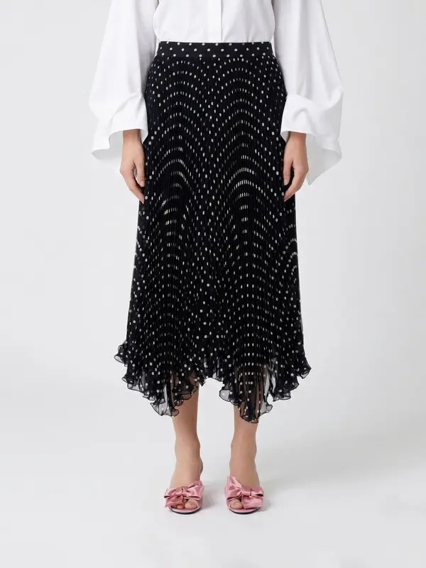 Valentino Garavani Polka Dot Silk Midi Skirt