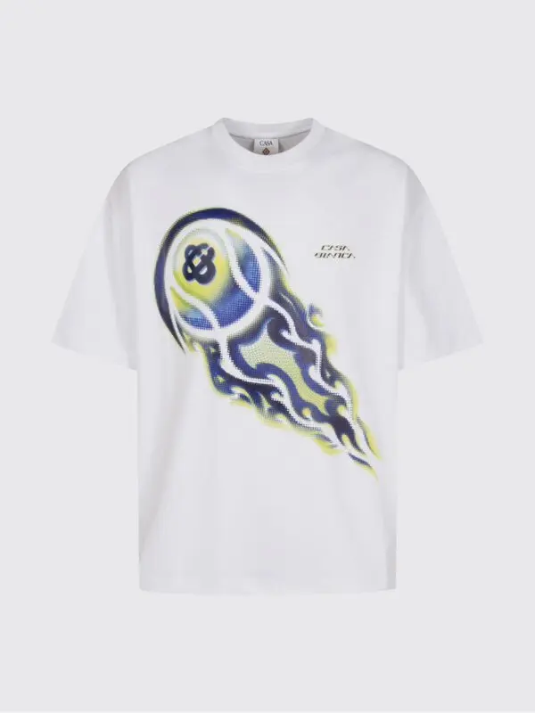 Casablanca Stretch Cotton T-shirt With Logo Print - Multicolor