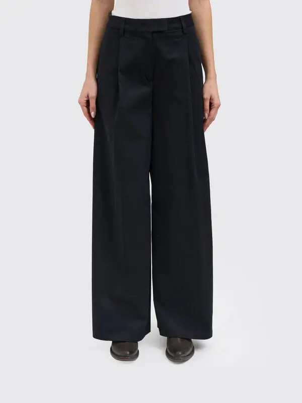 THELATEST Wide Leg Stretch Cotton Trousers - Black