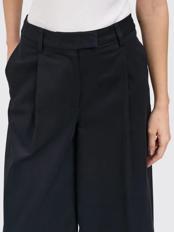 THELATEST Wide Leg Stretch Cotton Trousers - Black