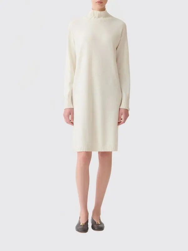 Fabiana Filippi Turtleneck Knit Mini Dress In Wool, Silk, And Cashmere - Natural