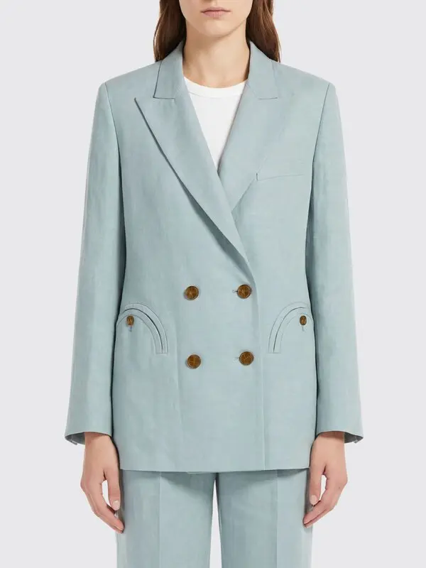 BLAZÉ MILANO Linen Blend Double-breasted Blazer