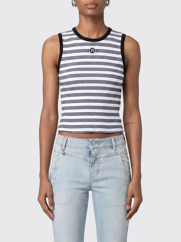 Amiri Striped Slim Fit Cotton Tank Top With Logo