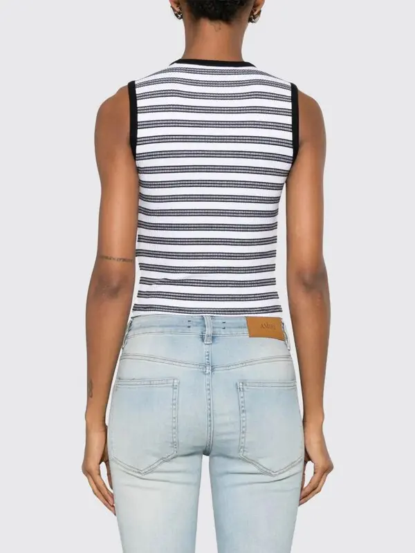 Amiri Striped Slim Fit Cotton Tank Top With Logo