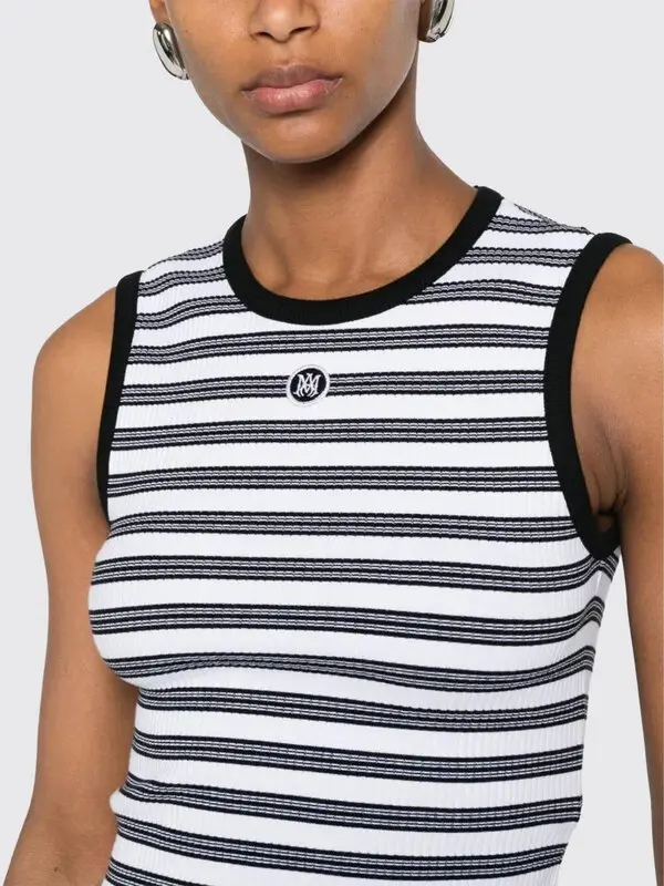 Amiri Striped Slim Fit Cotton Tank Top With Logo