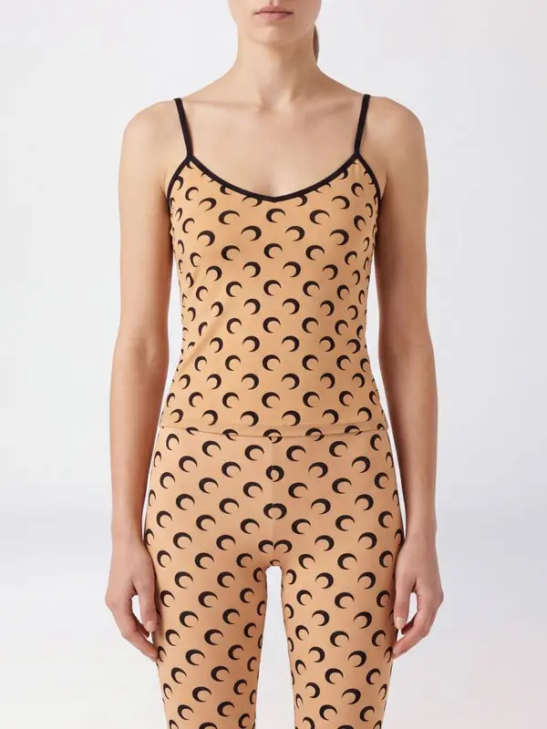 MARINE SERRE Monogram Motif Jersey Top - Beige