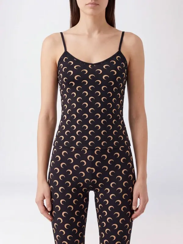 MARINE SERRE Monogram Motif Jersey Top - Black