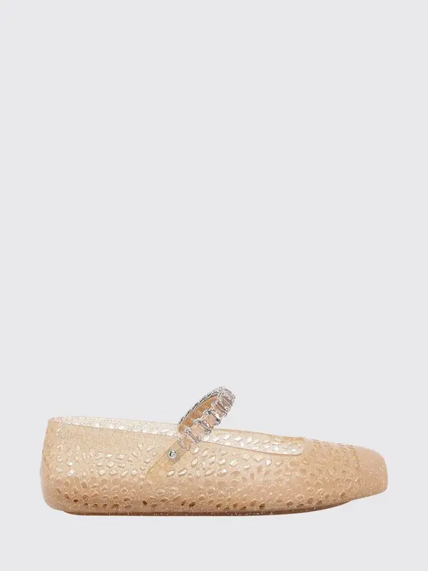 JIMMY CHOO The Jelly Mary Jane Flats In Perforated Pvc With Crystals - Beige