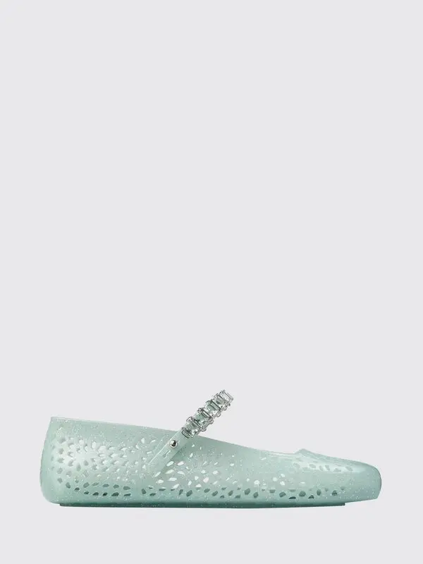 JIMMY CHOO The Jelly Mary Jane Flats In Perforated Pvc With Crystals - Green