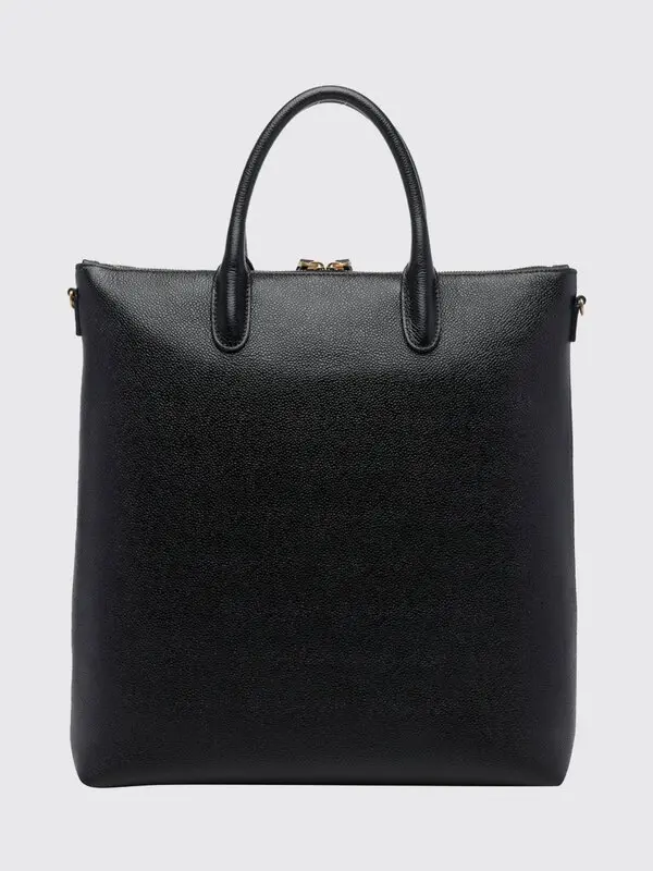 Thom Browne Grained Calfskin Leather Tote Bag With Removable Shoulder Strap