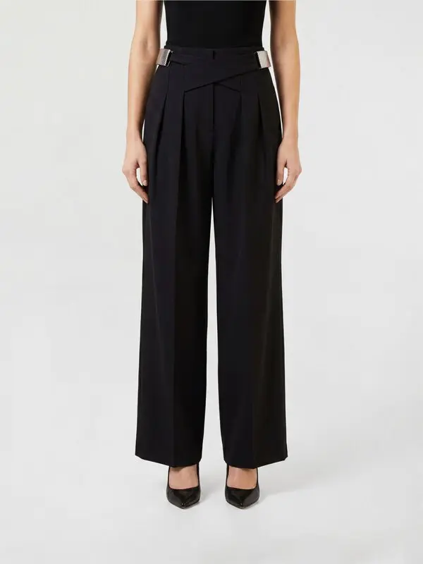 Attico Virgin Wool Wide-leg Trousers