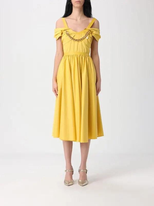 Elisabetta Franchi Off-the-shoulder Midi Dress With Chain Detail